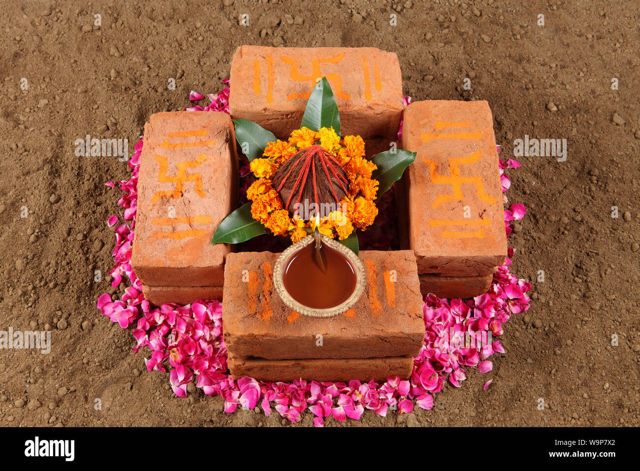 High angle view of Bhoomi Pujan Stock Photo - Alamy