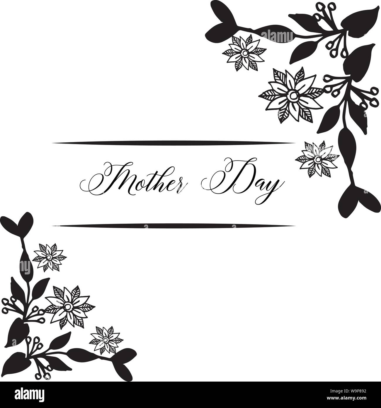 Black White Flower Frame Various Shape Of Frame For Wallpaper Design Of Mother Day Card