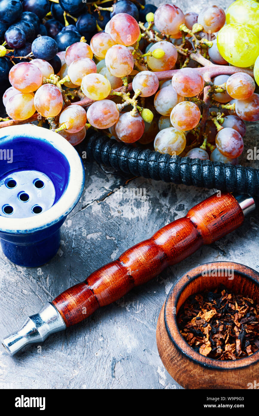 Tobacco shisha with grapes flavor.Nargile with grapes.Turkish fruit ...