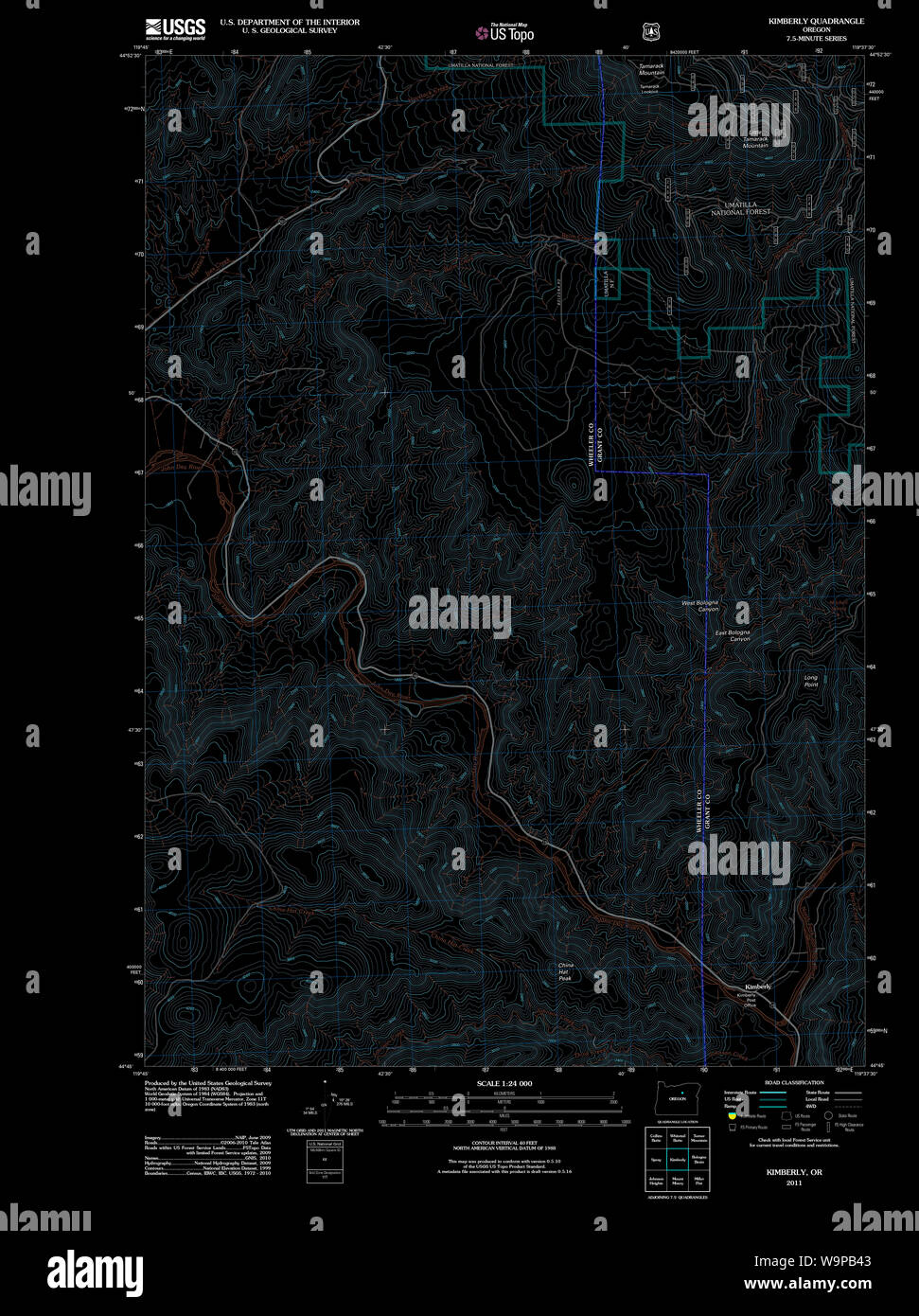 Kimberly oregon map hi-res stock photography and images - Alamy