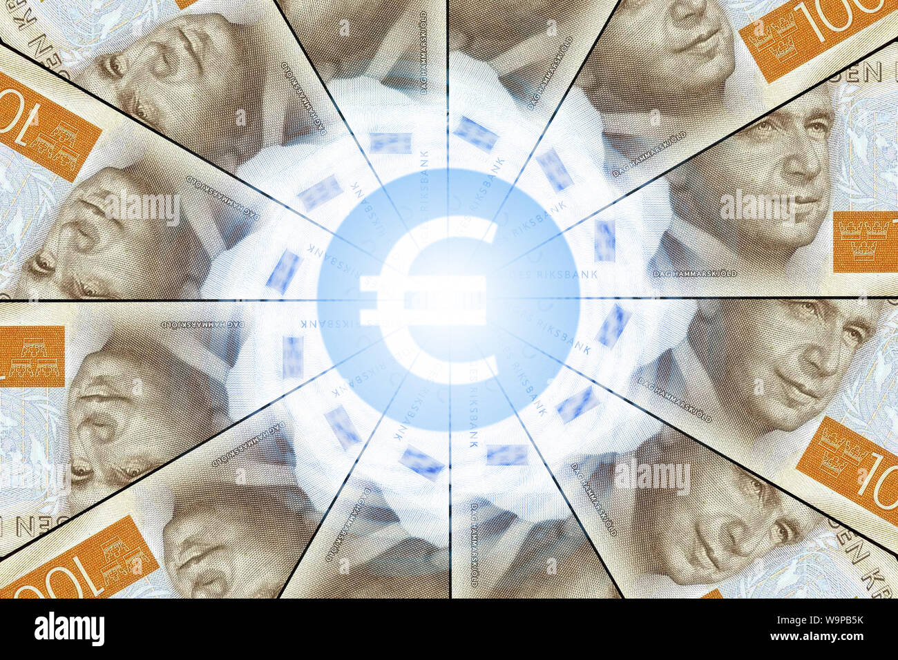 Sweden finance and economics concept. Krone banknotes pattern with euro ...