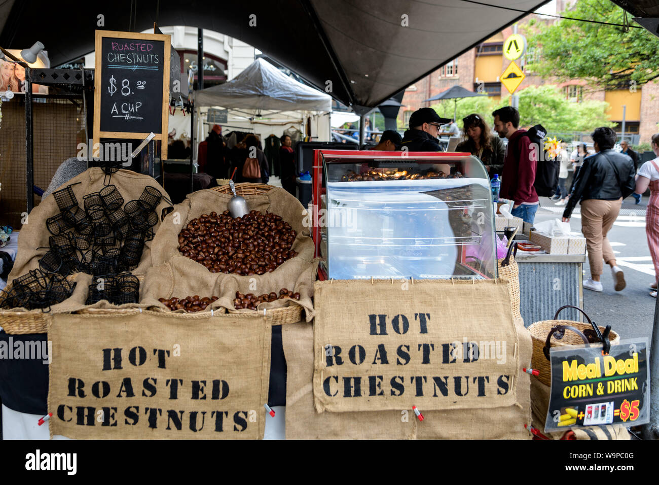 Roasted chestnut sold at sunday street market Stock Photo - Alamy