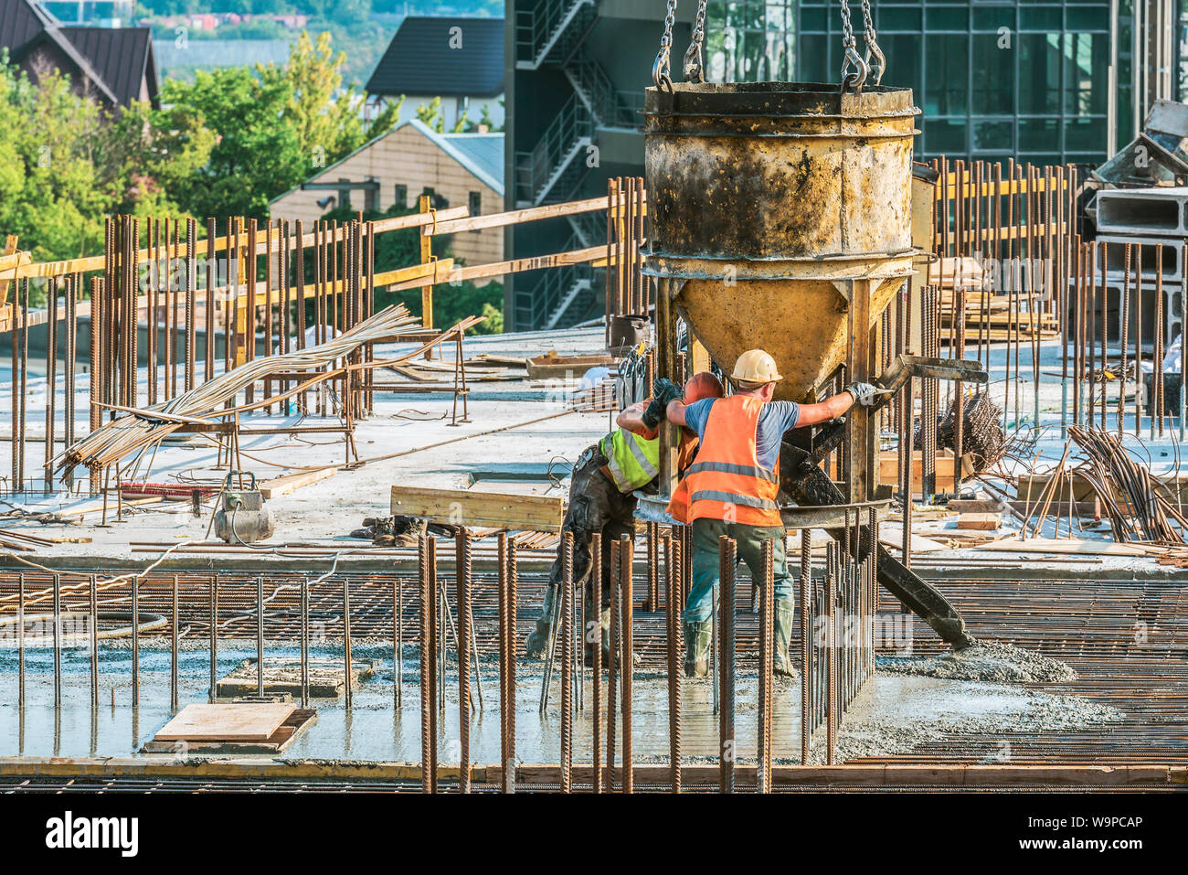 New building under construction and construction site of a residential ...