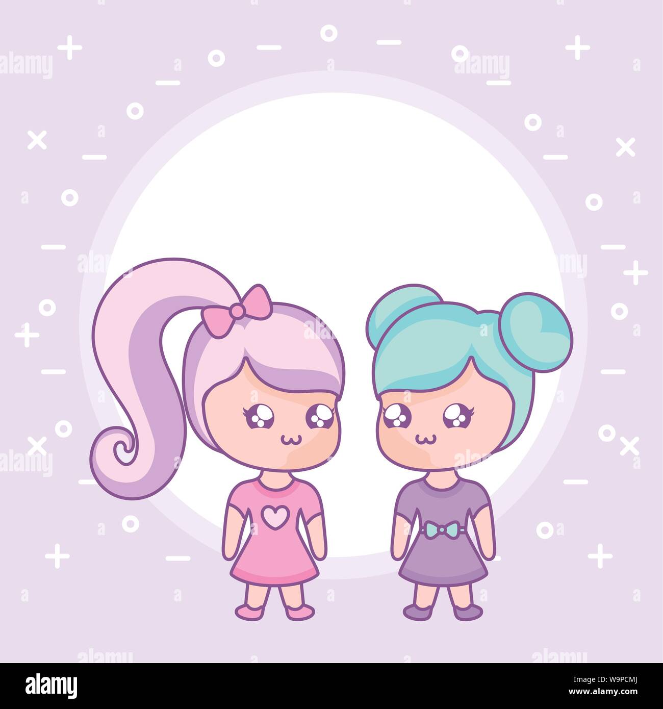 cute little girls kawaii style vector illustration design Stock Vector ...