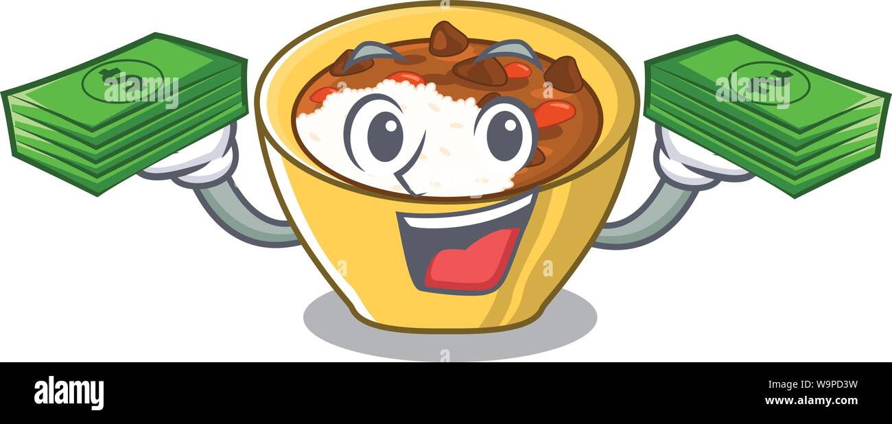 With money bag Curry rice in a cartoon lunchbox Stock Vector Image ...