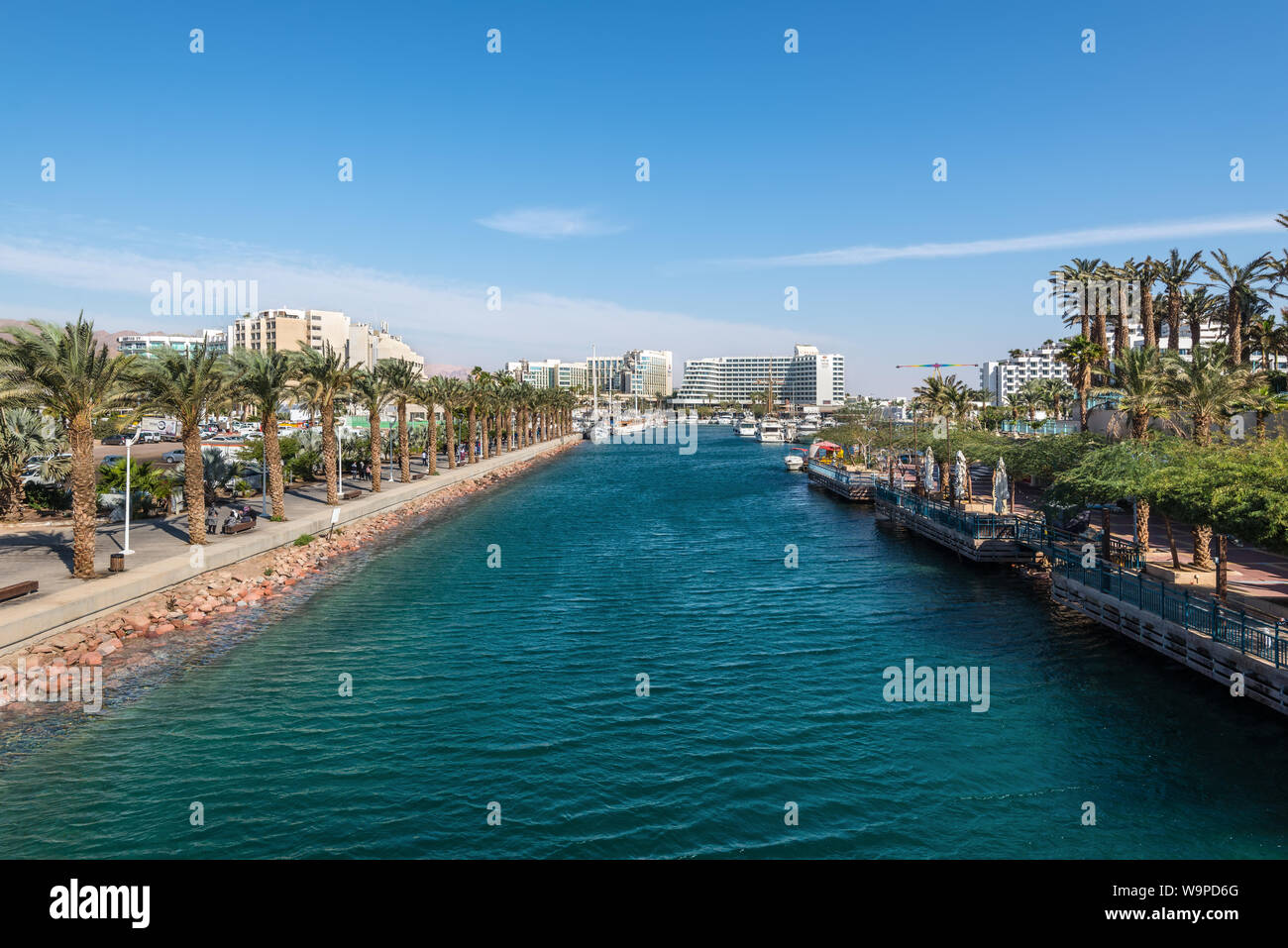 Eilat, Israel- November 7, 2017: View from Moshe Kol Memorial Bridge to ...