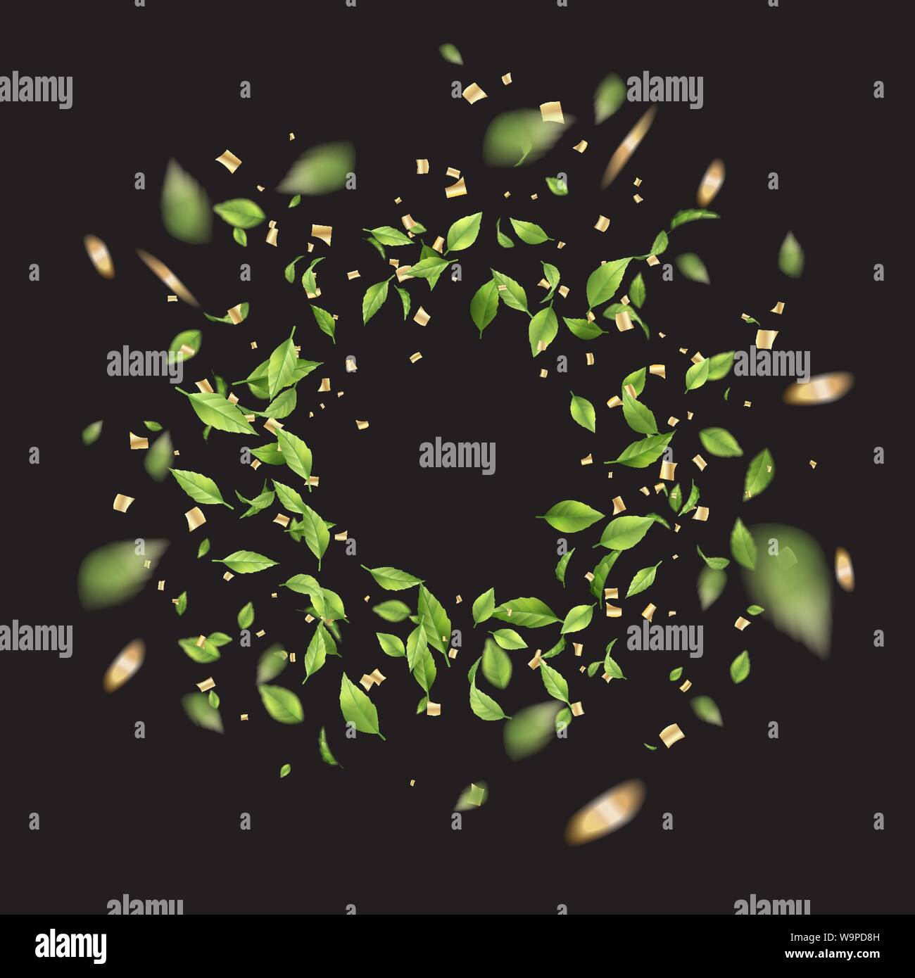 Green Flying Leaves Stock Vector Image & Art - Alamy
