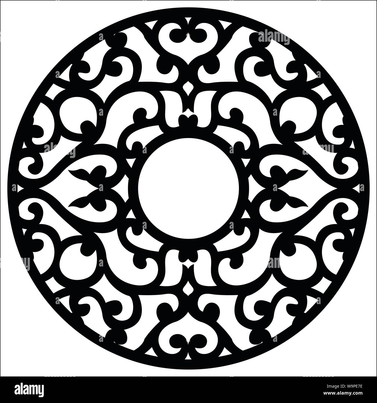 vector shape of carved ornament, for window, door design, interior ...