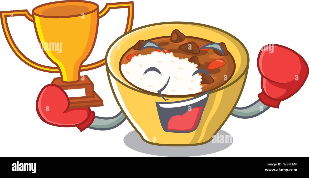Boxing winner curry rice in the character shape Stock Vector Image ...