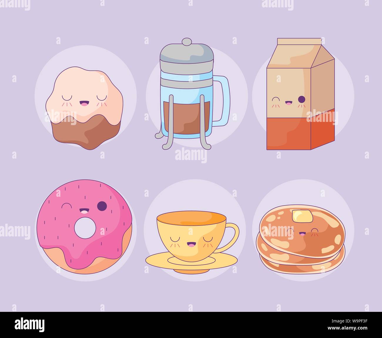 donut with set food kawaii style vector illustration design Stock ...