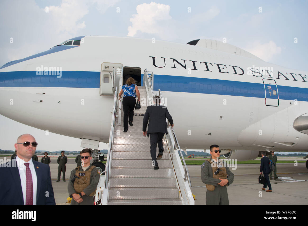 U.S. Secretary of Defense Dr. Mark T. Esper and his wife, Leah, depart ...