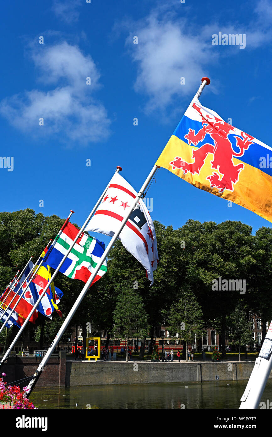 den haag, netherlands - 2019.08.07: flags of dutch provinces at ...
