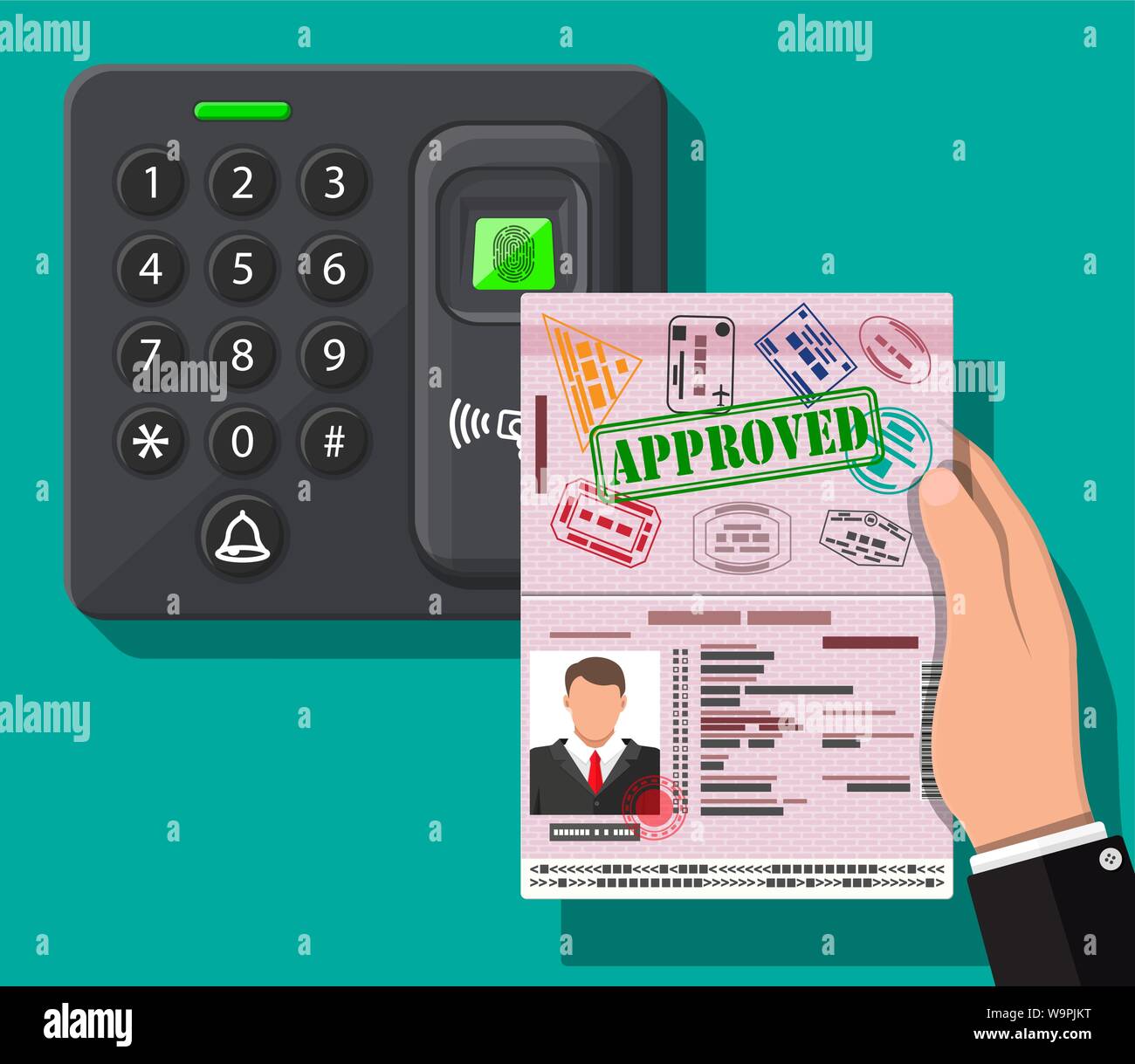 Fingerprint attendance machine Stock Vector Images - Alamy