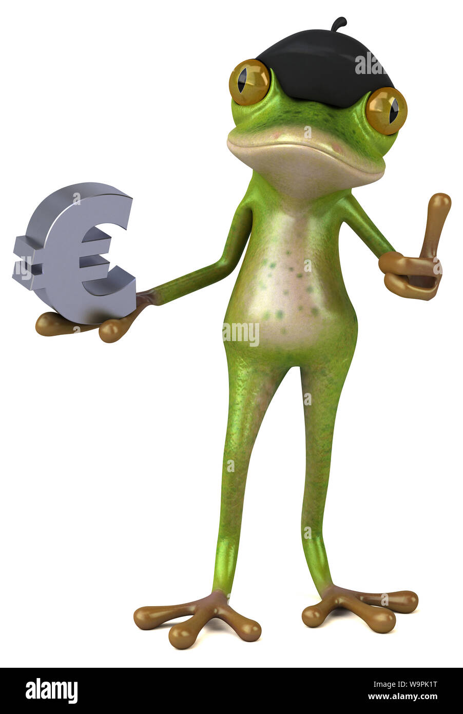 Fun french frog - 3D Illustration Stock Photo - Alamy