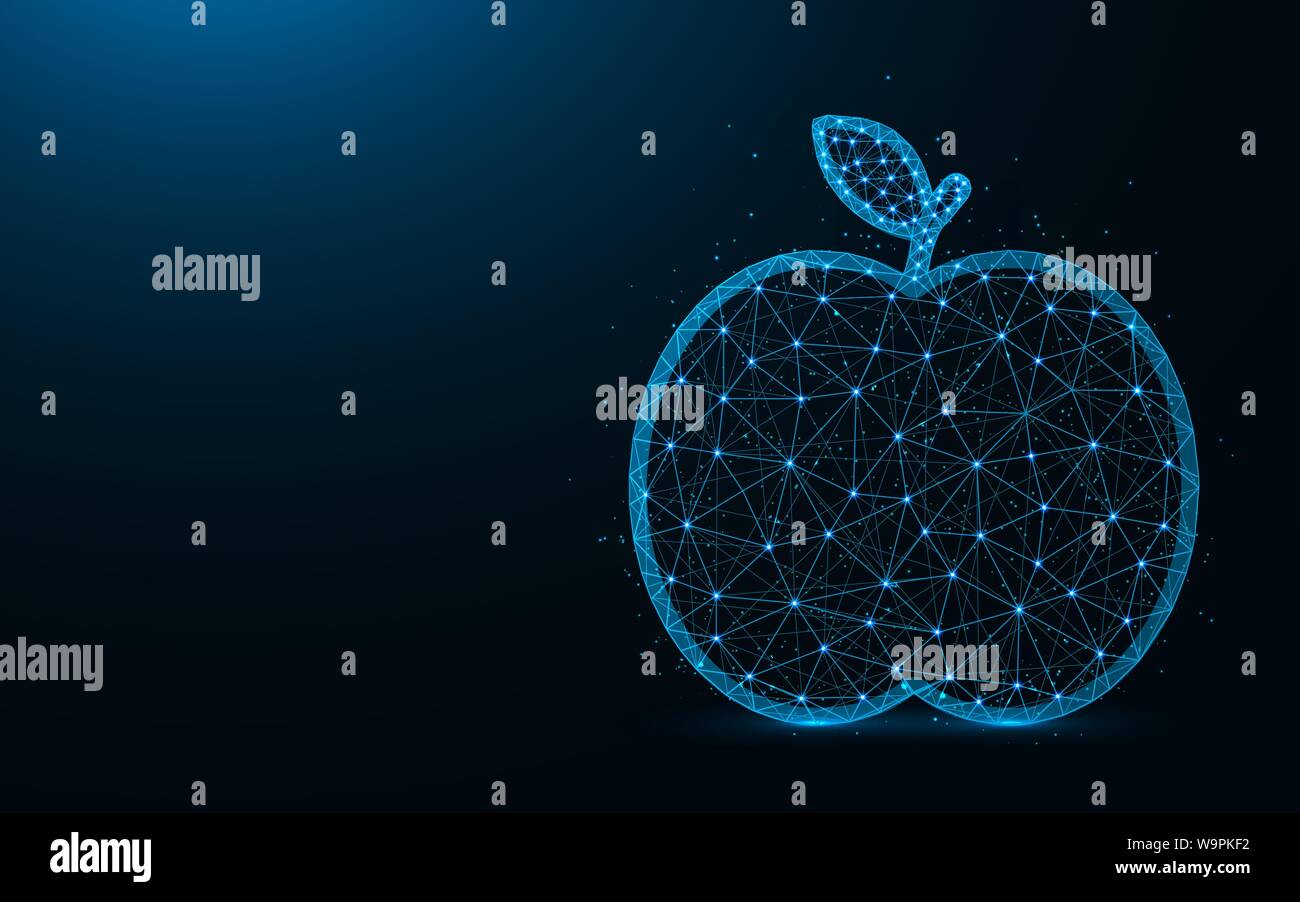 Apple low poly design, fruit abstract geometric image, food wireframe ...