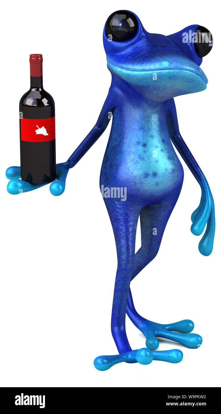 Fun blue frog - 3D Illustration Stock Photo - Alamy