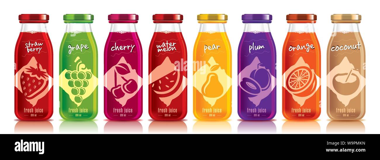 Ready design vector juice, fruit glass bottle set Stock Vector Image ...