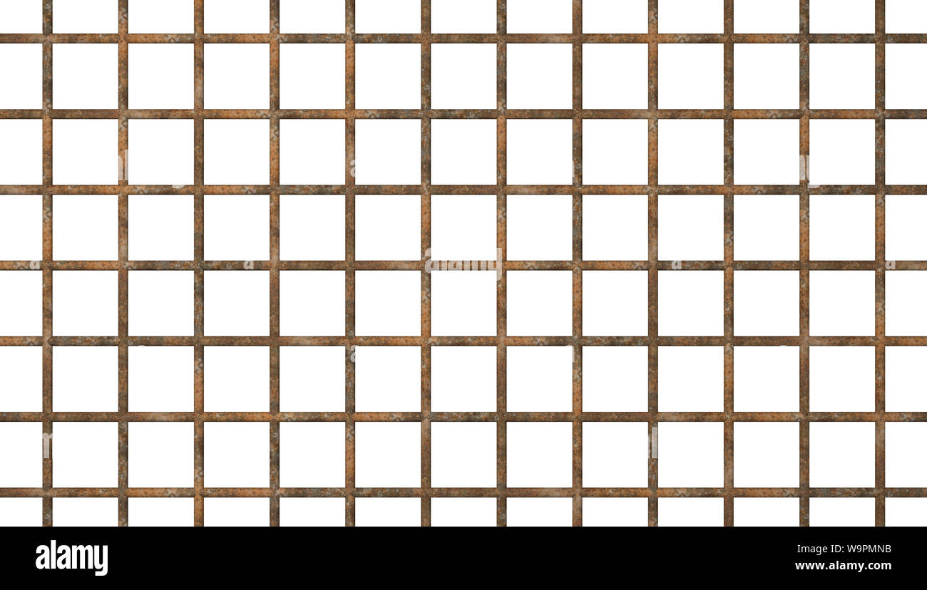 Old prison rusty bars cell lock dark background isolated on white 3d ...