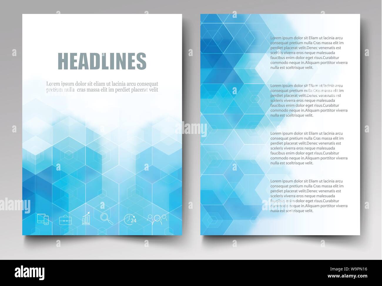 Light blue hexagons and triangles.Translucent mosaic background ...