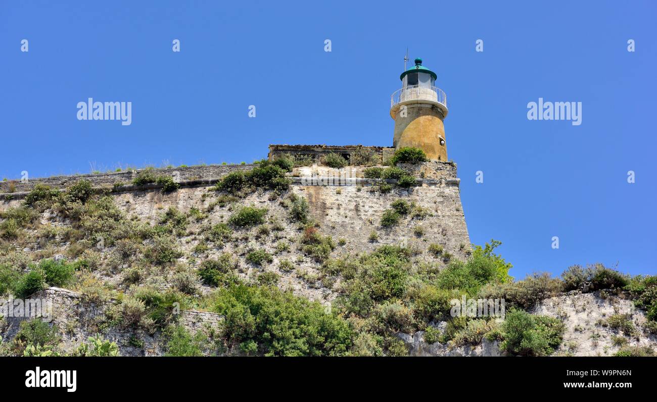 Lighthouse,Corfu old fortress,old fort,Kerkyra,Corfu,Greece Stock Photo ...