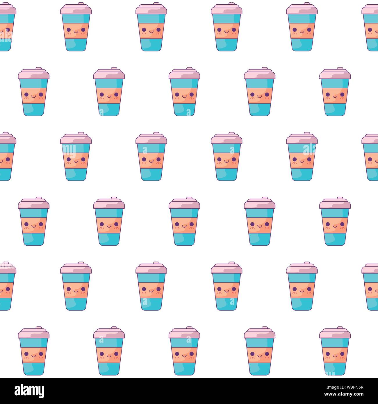pattern of beverages coffee kawaii style vector illustration design ...