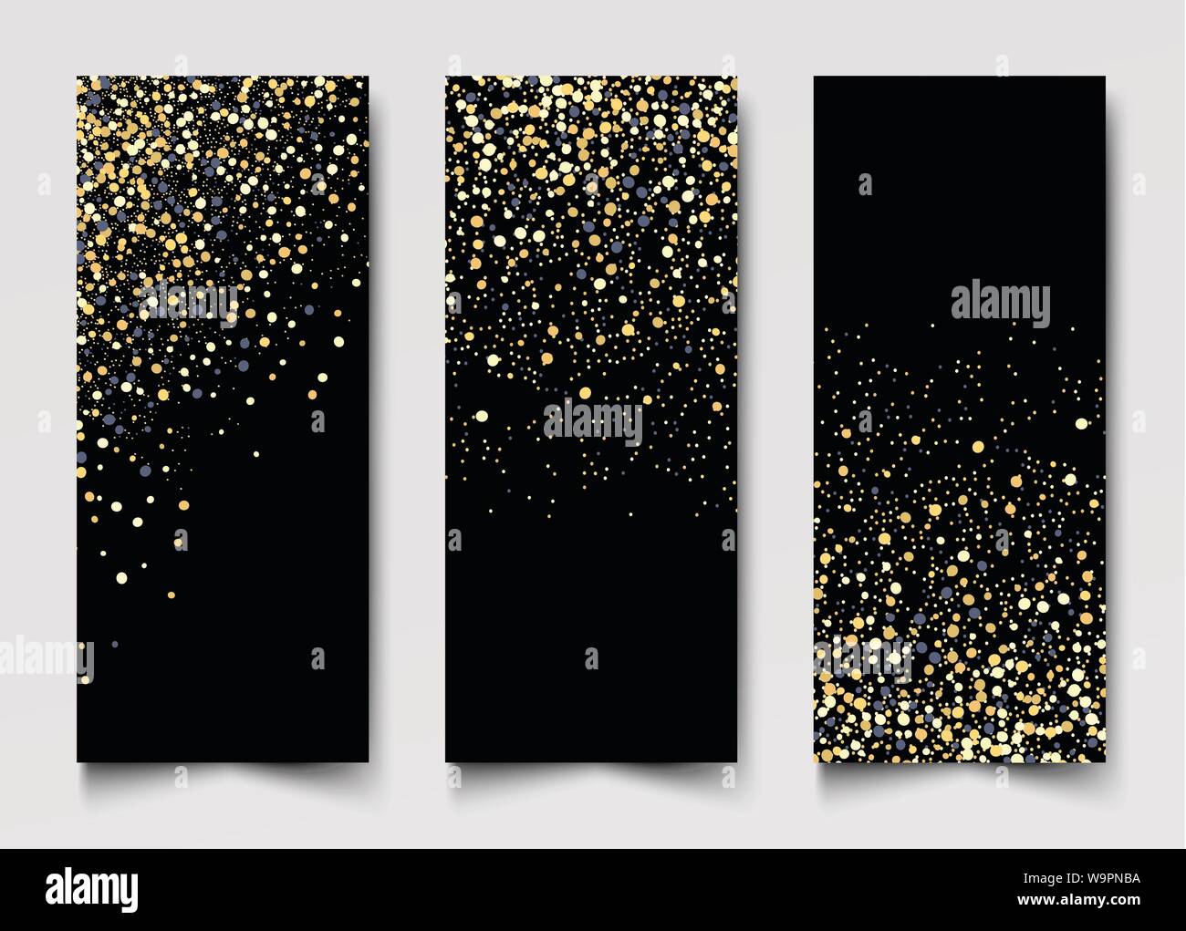 Vertical Black and Gold Banners Set, Greeting Card Design. Golden Dust ...