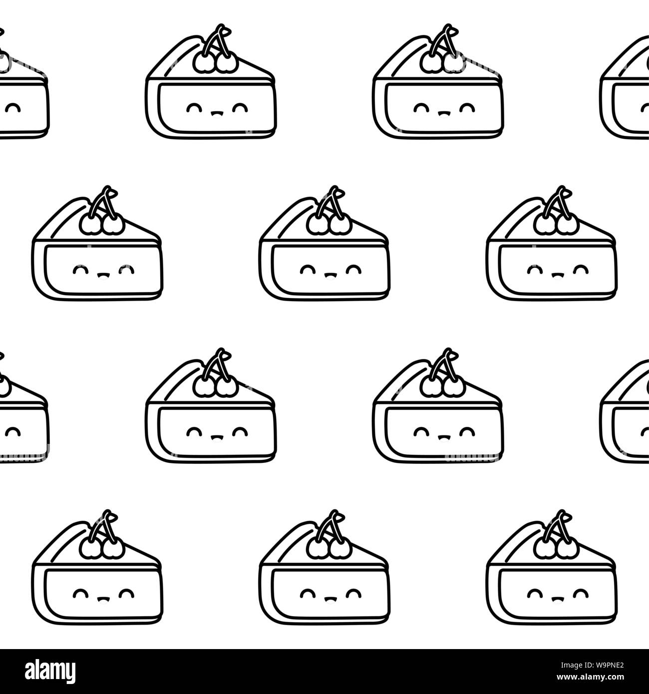 pattern of delicious sliced cakes kawaii style vector illustration ...