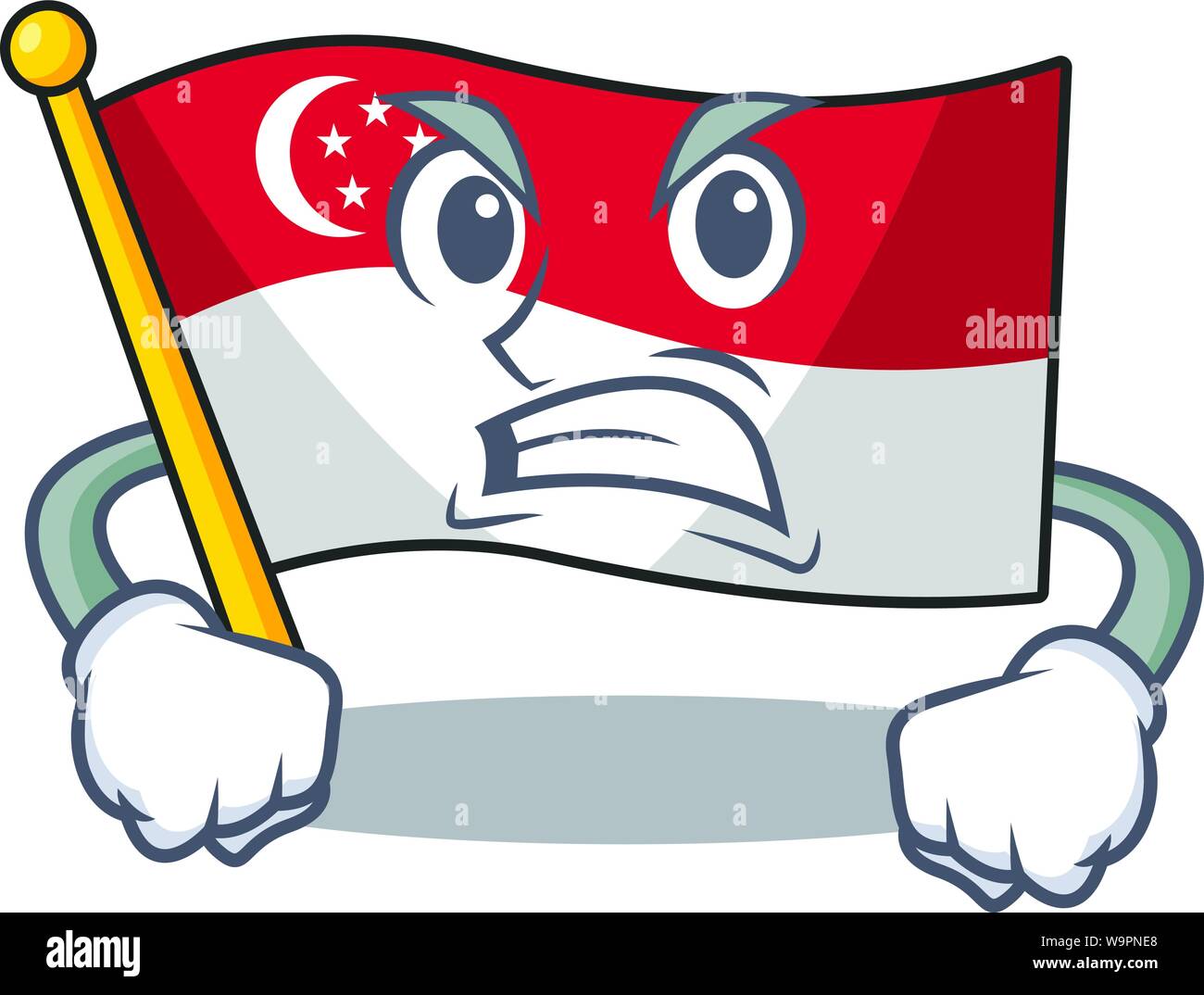 Angry flag singapore isolated with the character Stock Vector Image ...