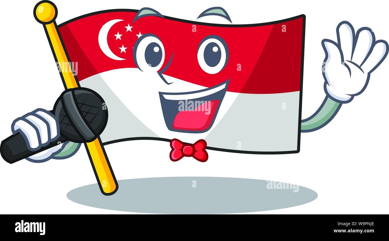Singing flag singapore isolated with the character Stock Vector Image ...