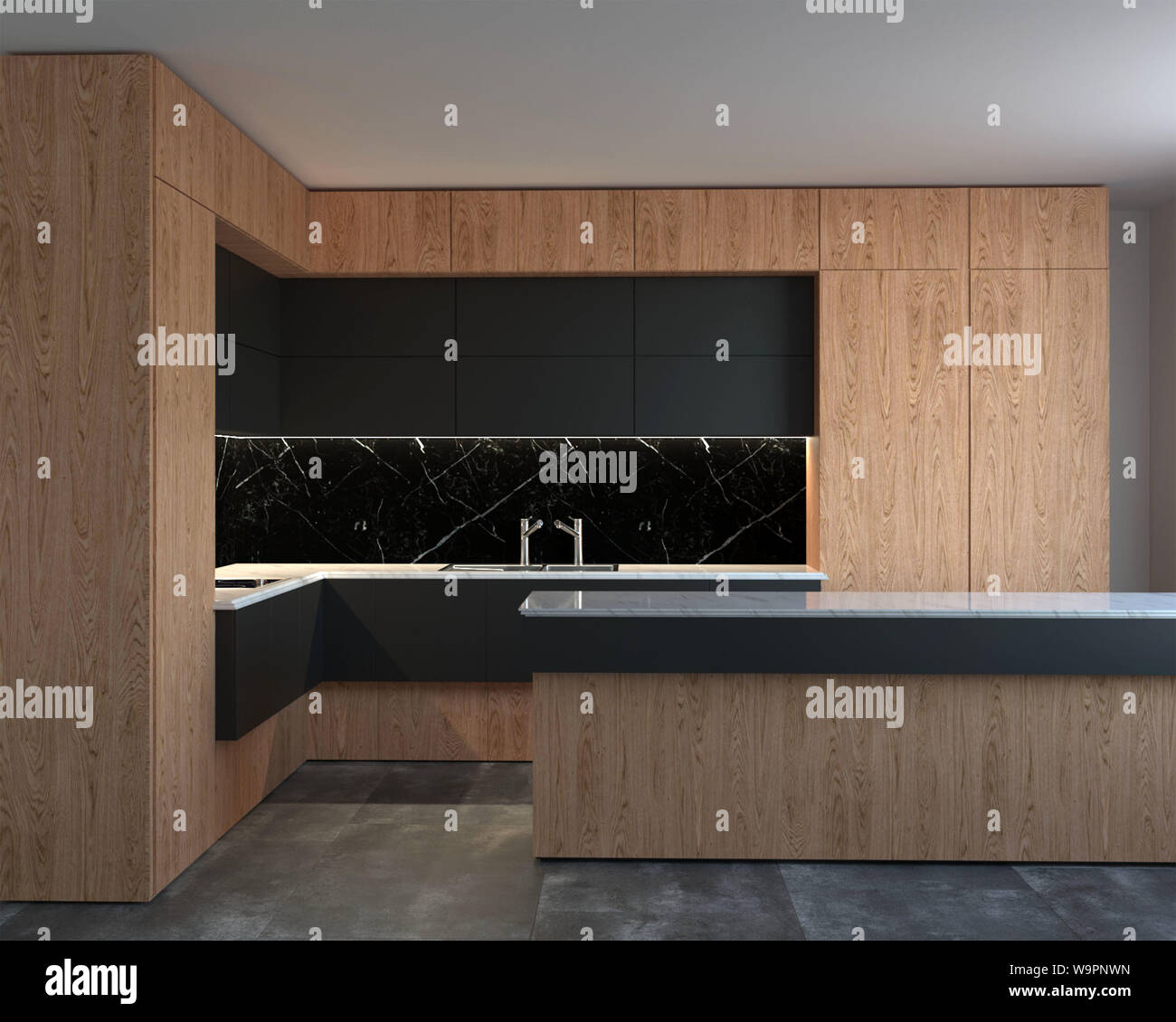 3d rendering of new kitchen interior Stock Photo - Alamy