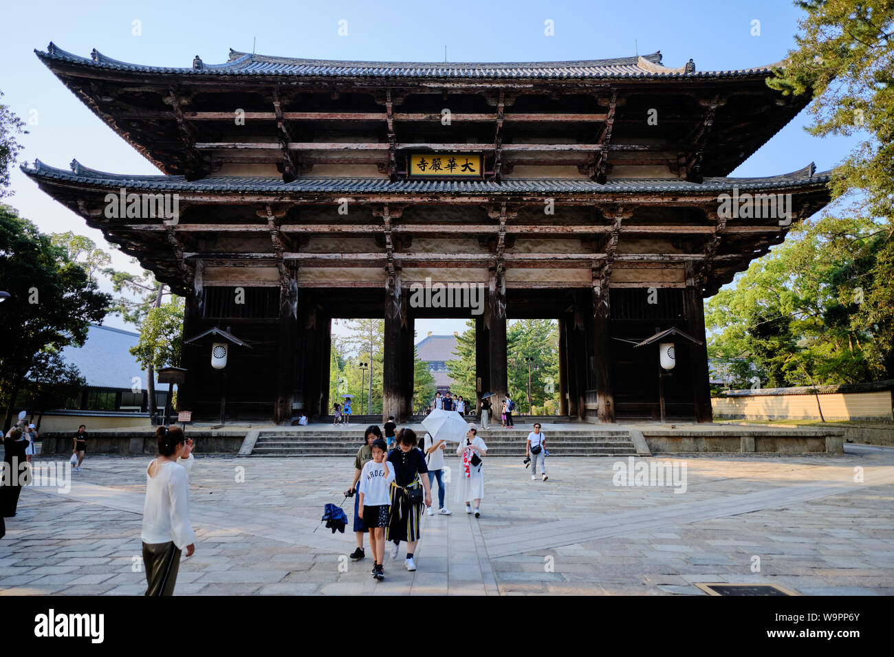 The large wooden south gate, the Nandaimon gate, at the entrance to ...