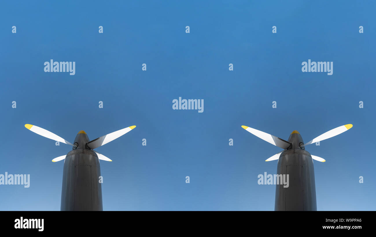 Two propeller plane flying front hi-res stock photography and images ...