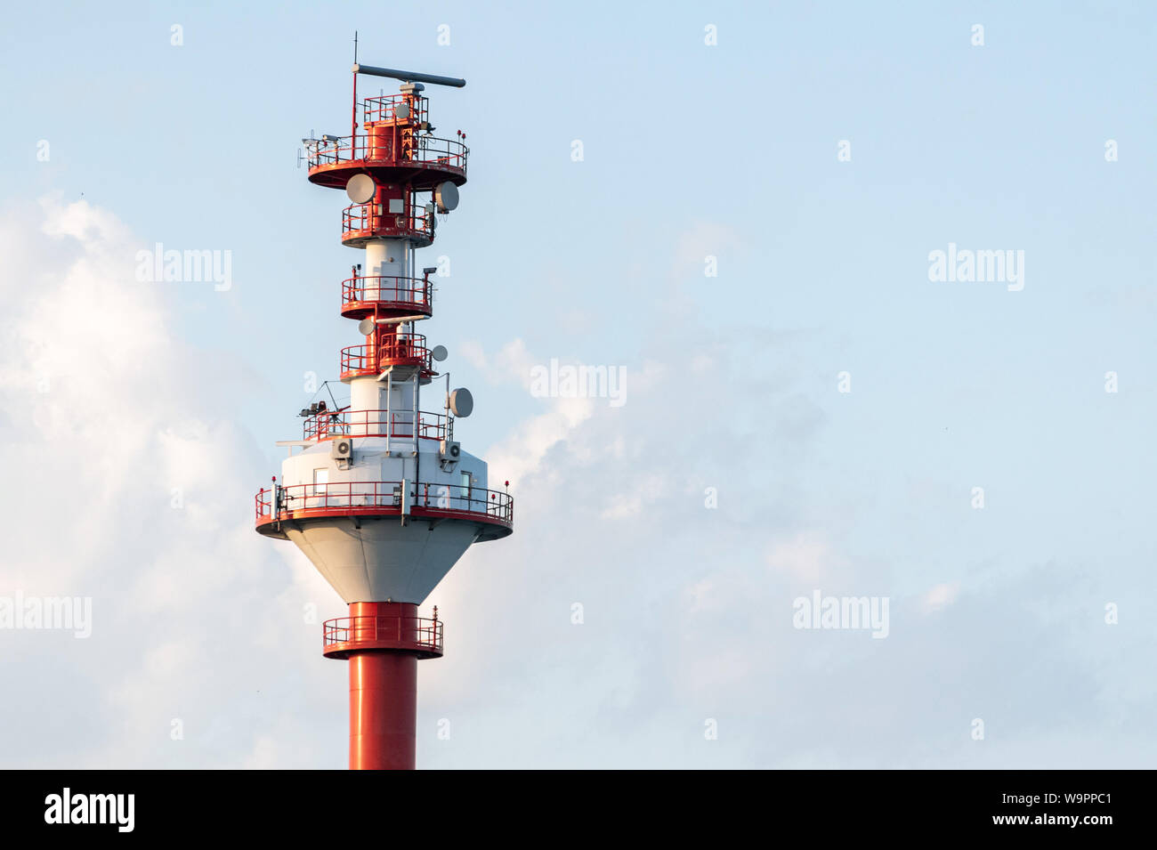Ship traffic control tower, copy space. Weather and sea monitoring ...