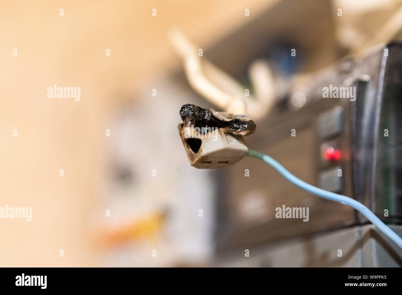 Burned wire, splicing connector, electrical terminal block of ...