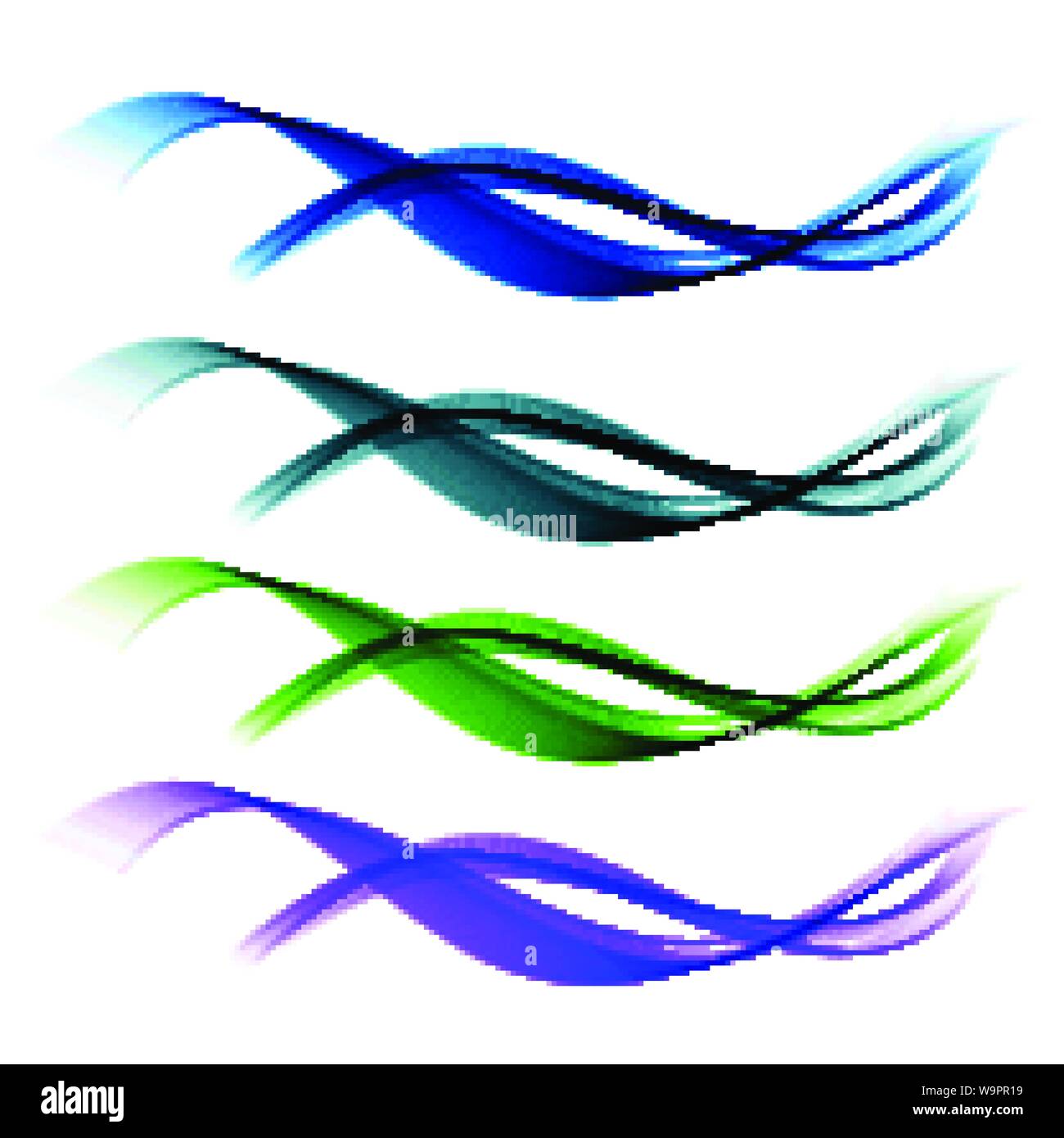 set of transparent,smooth,waves.Design element.Vector abstract ...