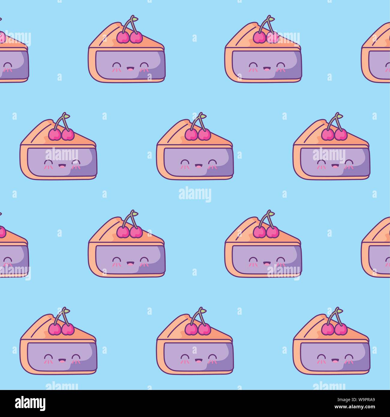 pattern of delicious sliced cakes kawaii style vector illustration ...