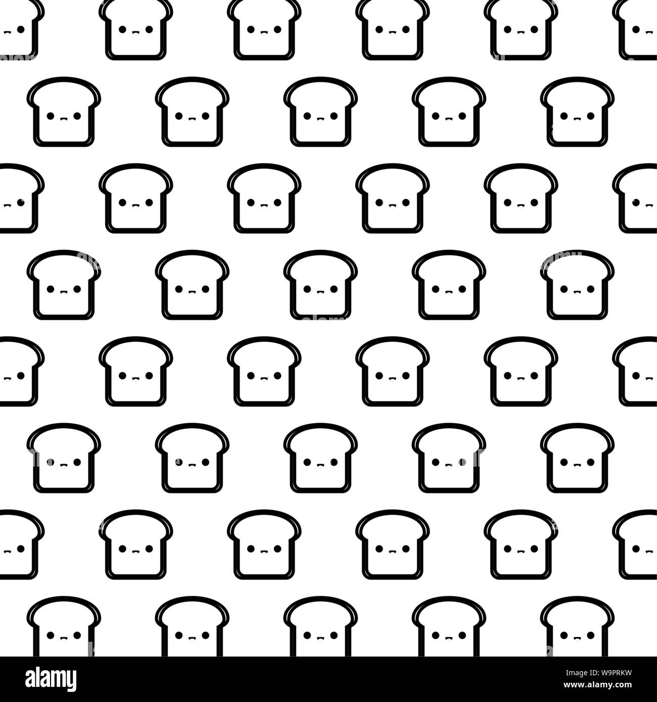pattern of fresh breads sliced kawaii style vector illustration design ...
