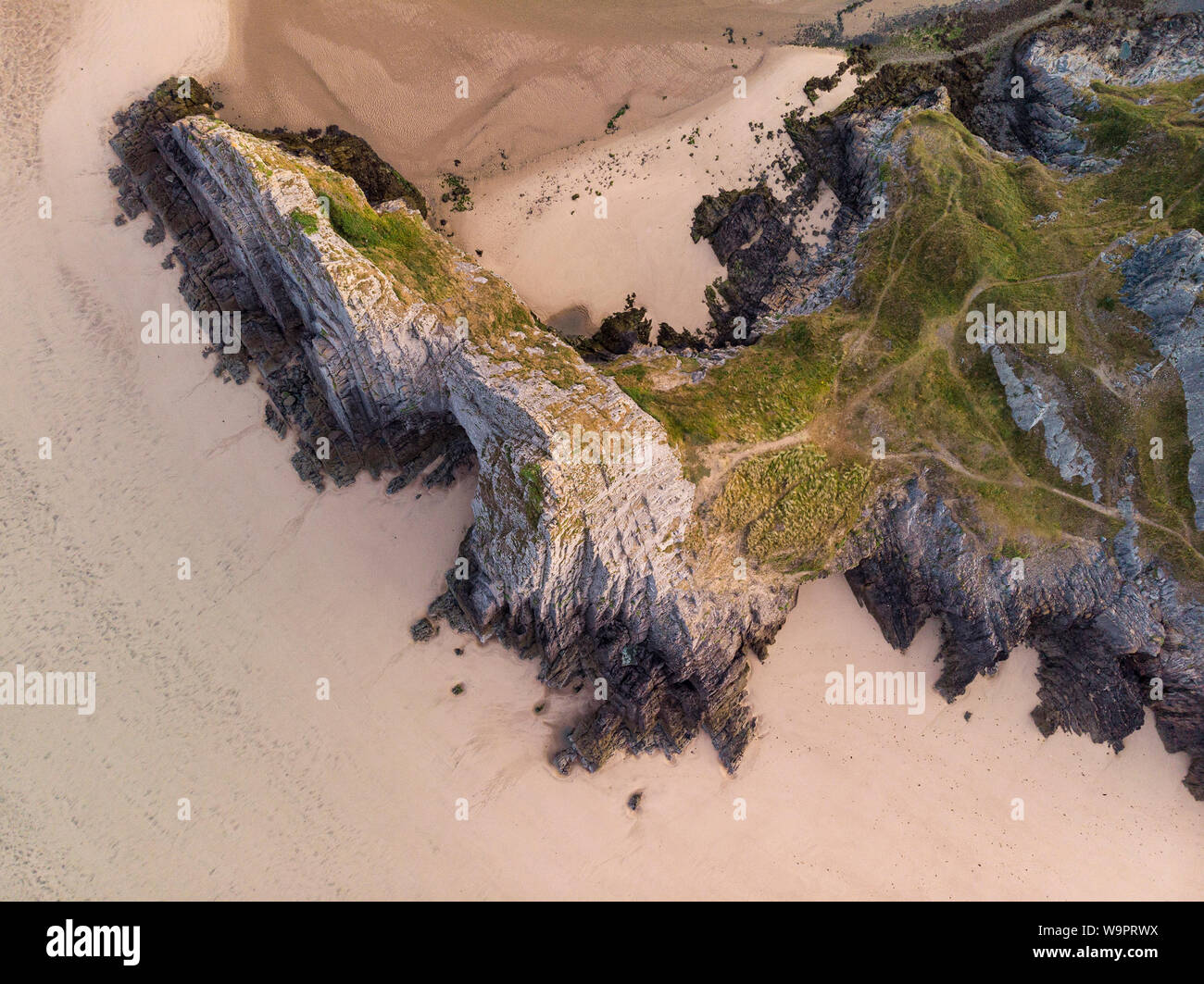 Beautiful drone landscape image of Three Cliffs Bay in South Wales ...