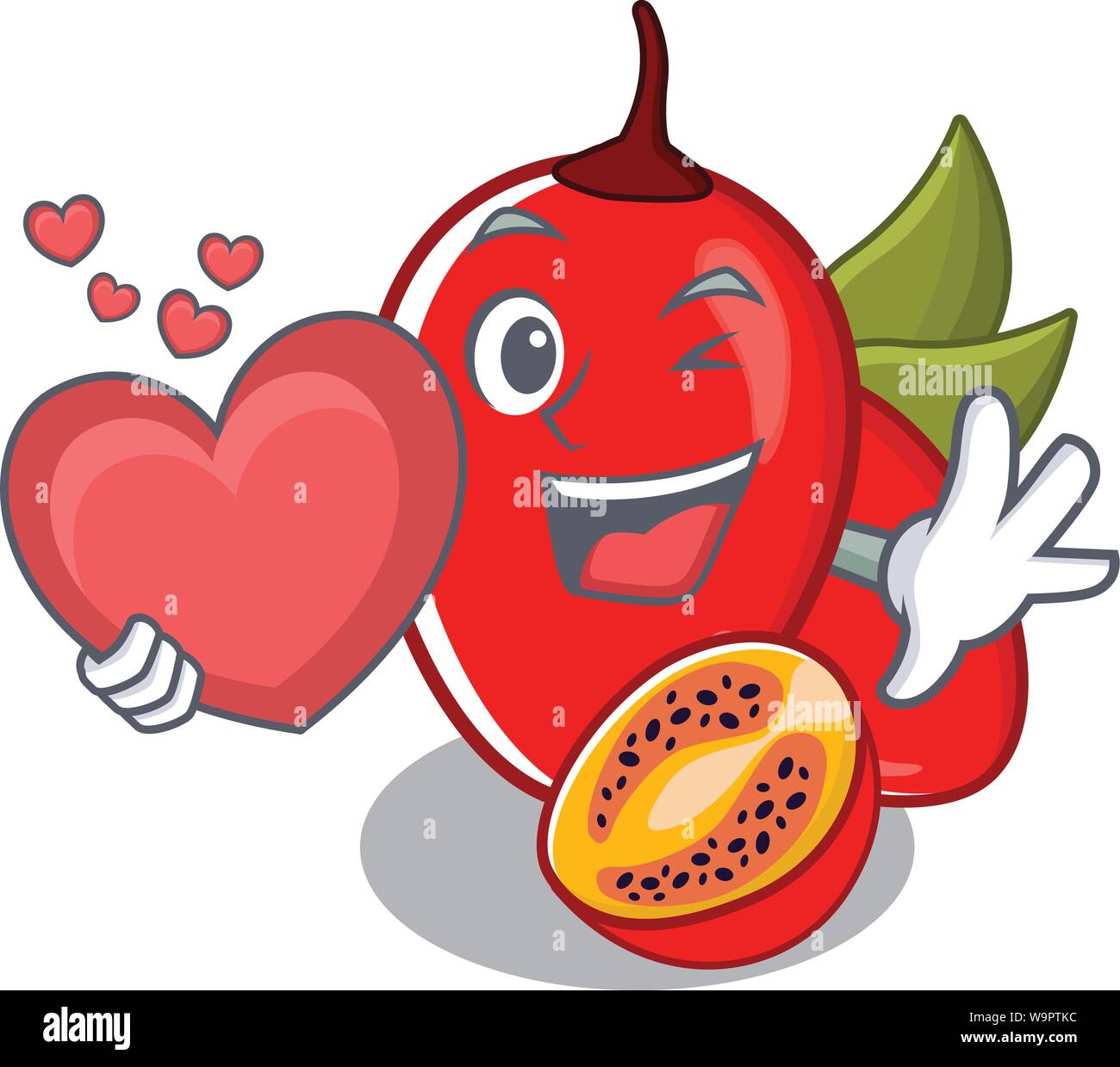 With heart tamarillo betaceum isolated in the cartoon Stock Vector ...