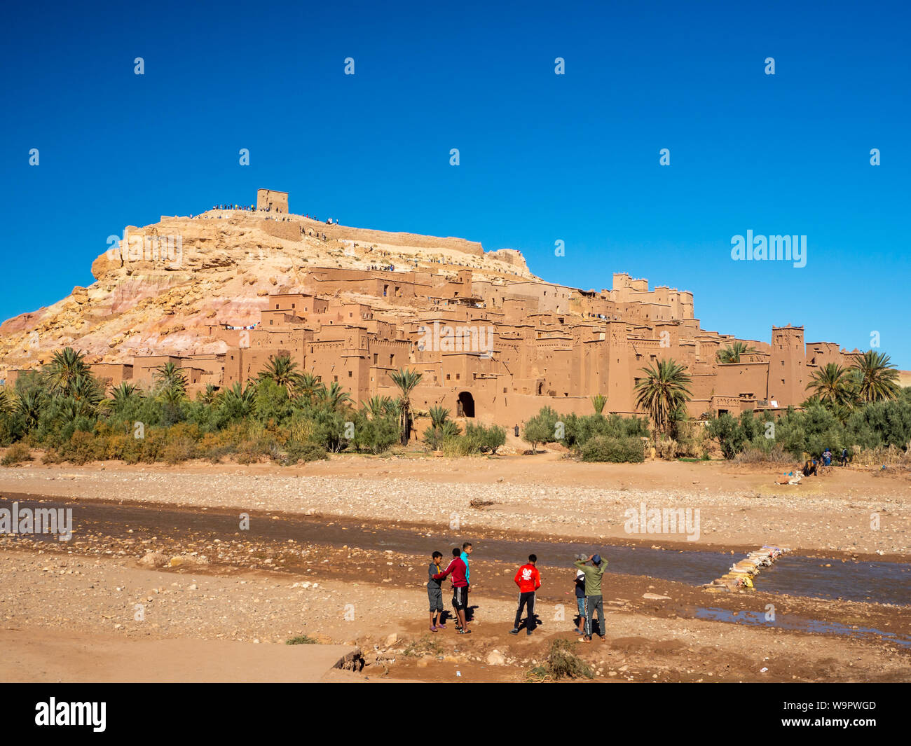 Ait Ben Haddou Kasbah, old medieval town in Morocco desert, castle fort ...