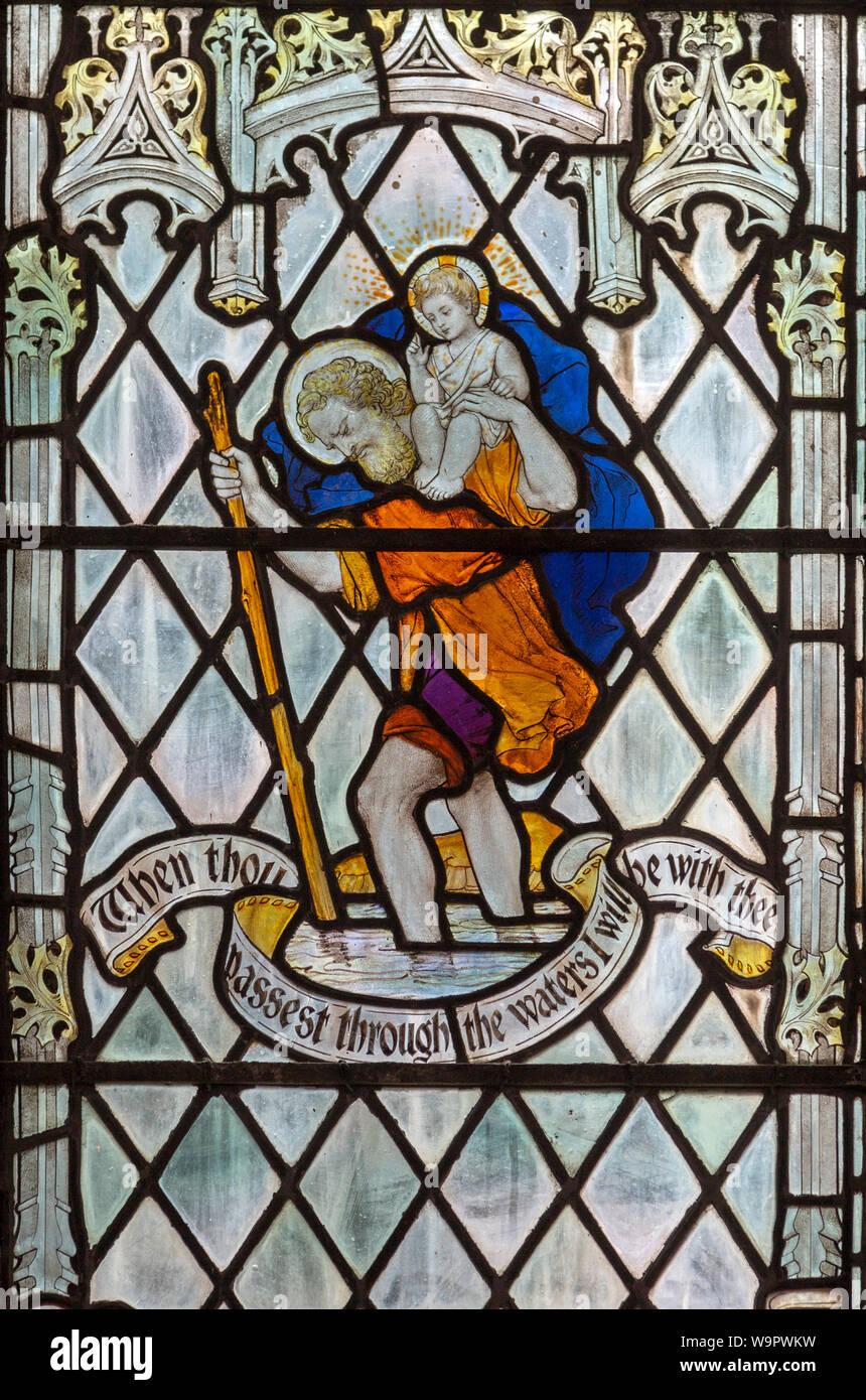 Stained glass window of Saint Christopher, Saint Thomas church ...