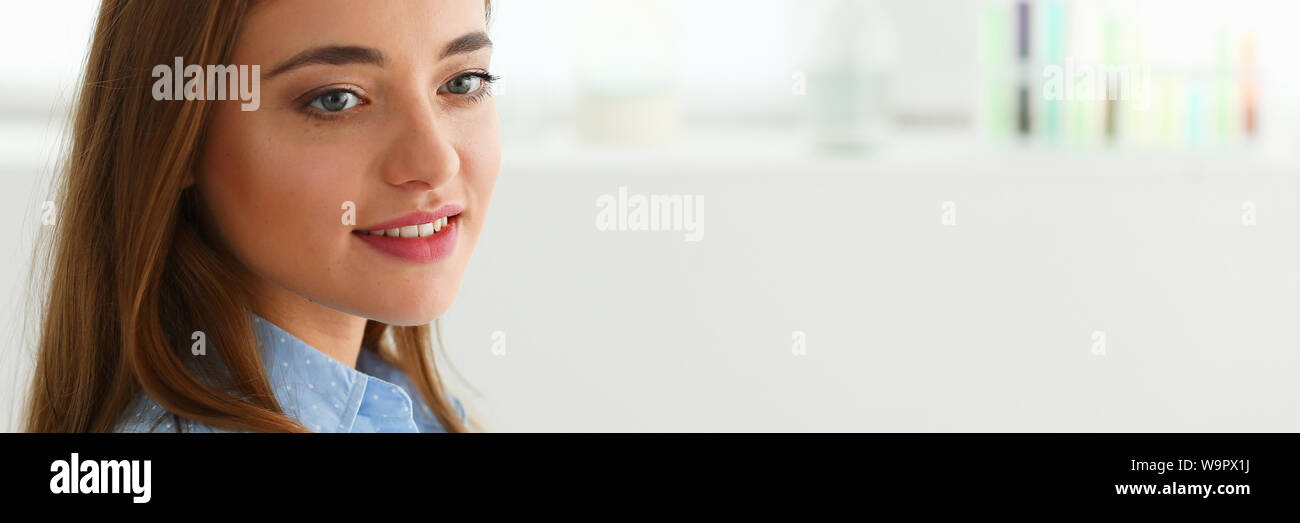 Cute female portrait looking in camera Stock Photo - Alamy