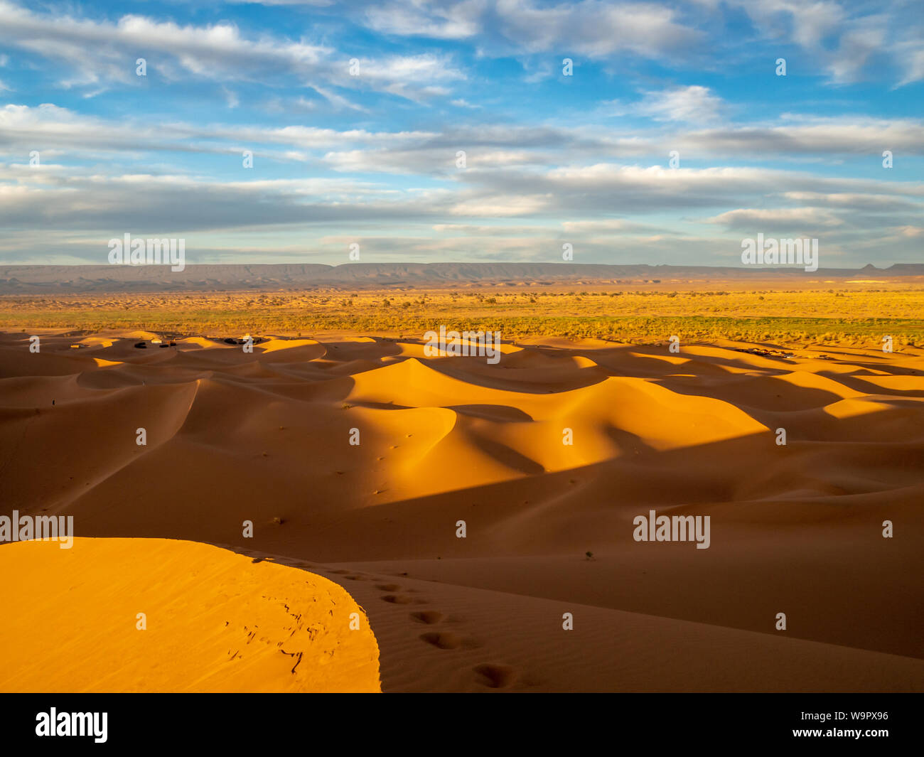 Sand dunes in Morocco, desert landscape, sand texture, tourist camp for ...
