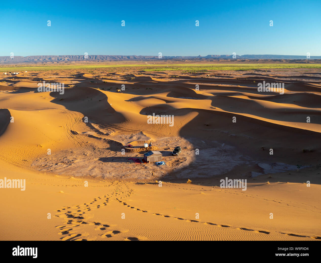 Sand dunes in Morocco, desert landscape, sand texture, tourist camp for ...