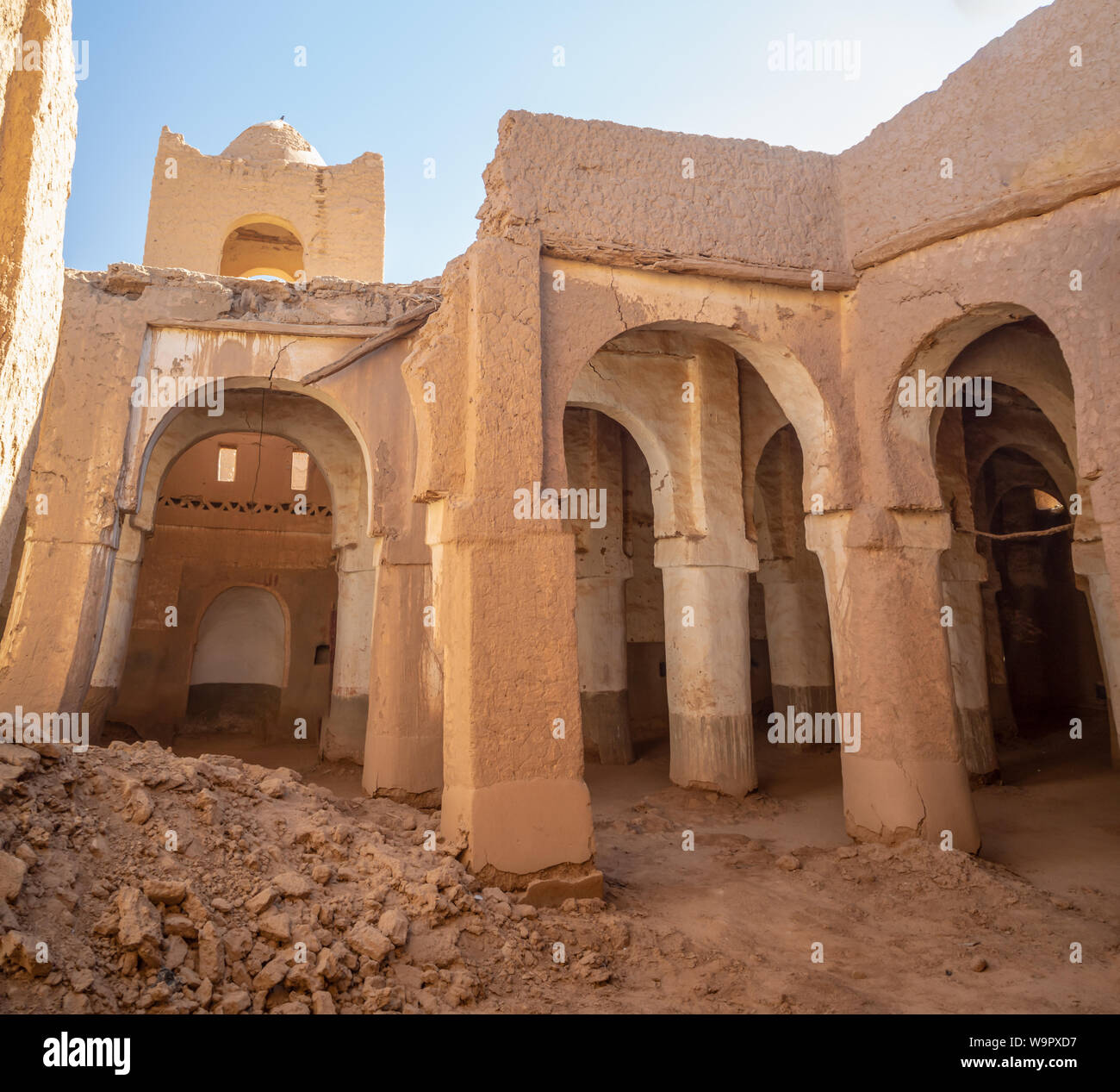 Desert town of Mhamid, Morocco village with nature sand dunes and old ...