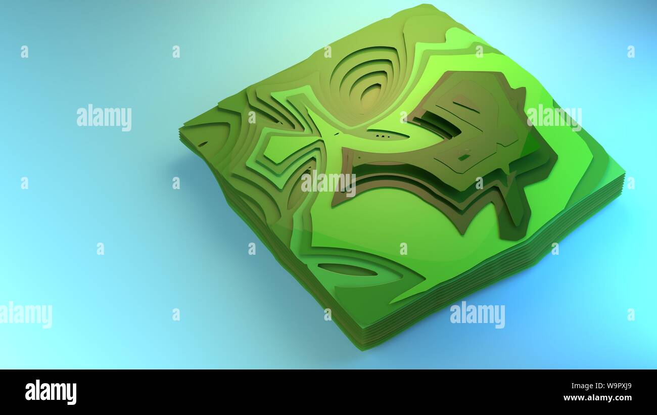 3d rendering fly over diagram view of environment stylised graphic ...