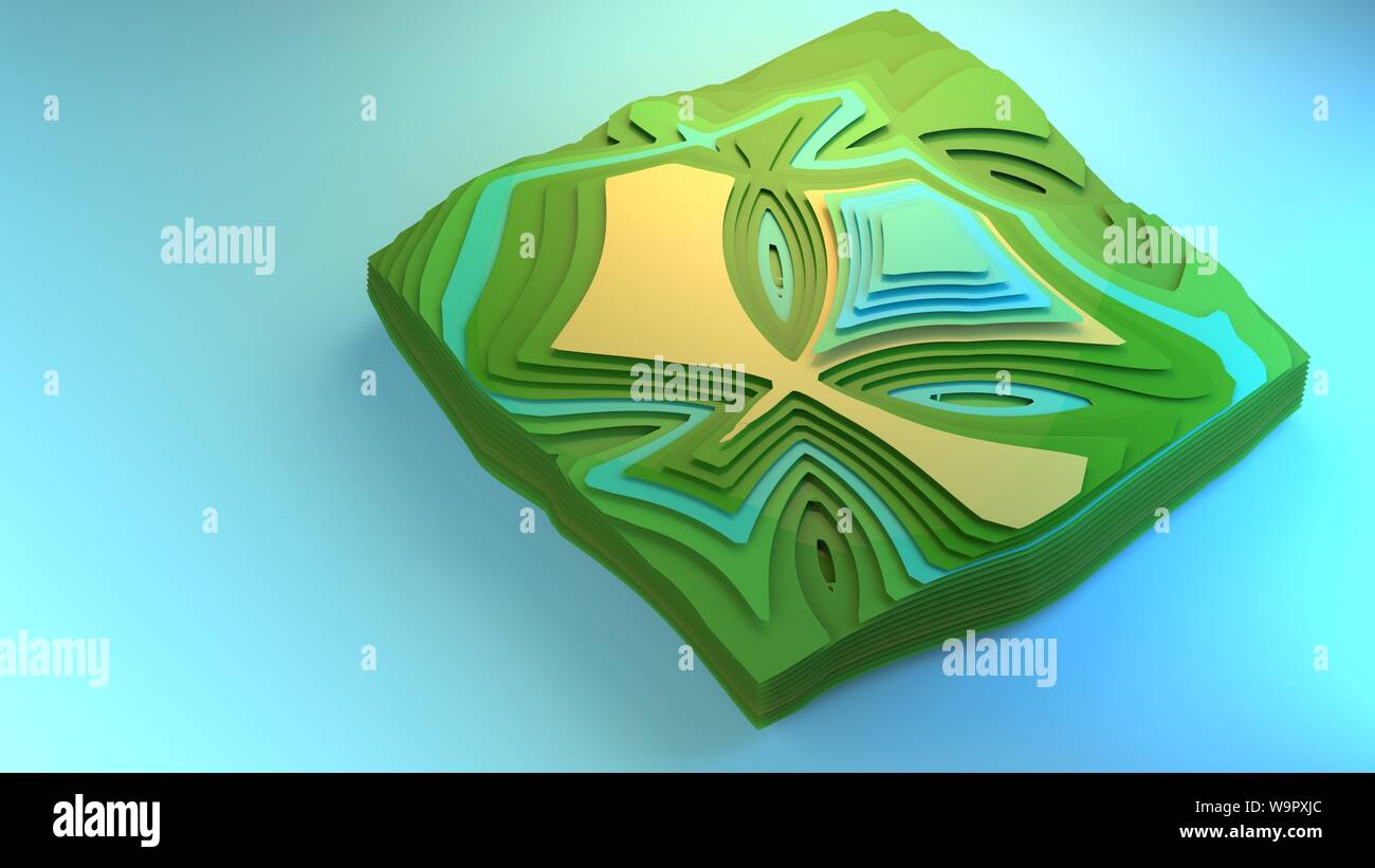 3d rendering fly over diagram view of environment stylised graphic ...