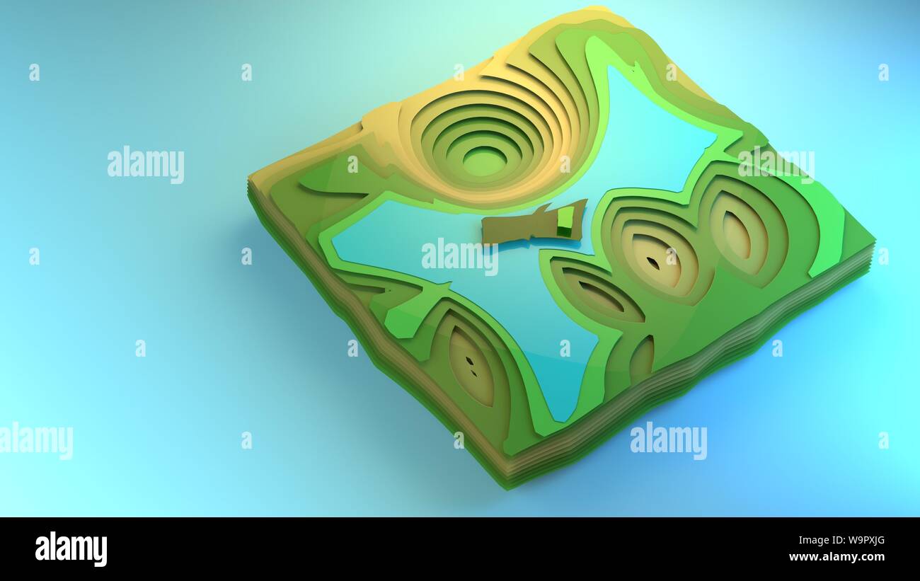 3d rendering fly over diagram view of environment stylised graphic ...