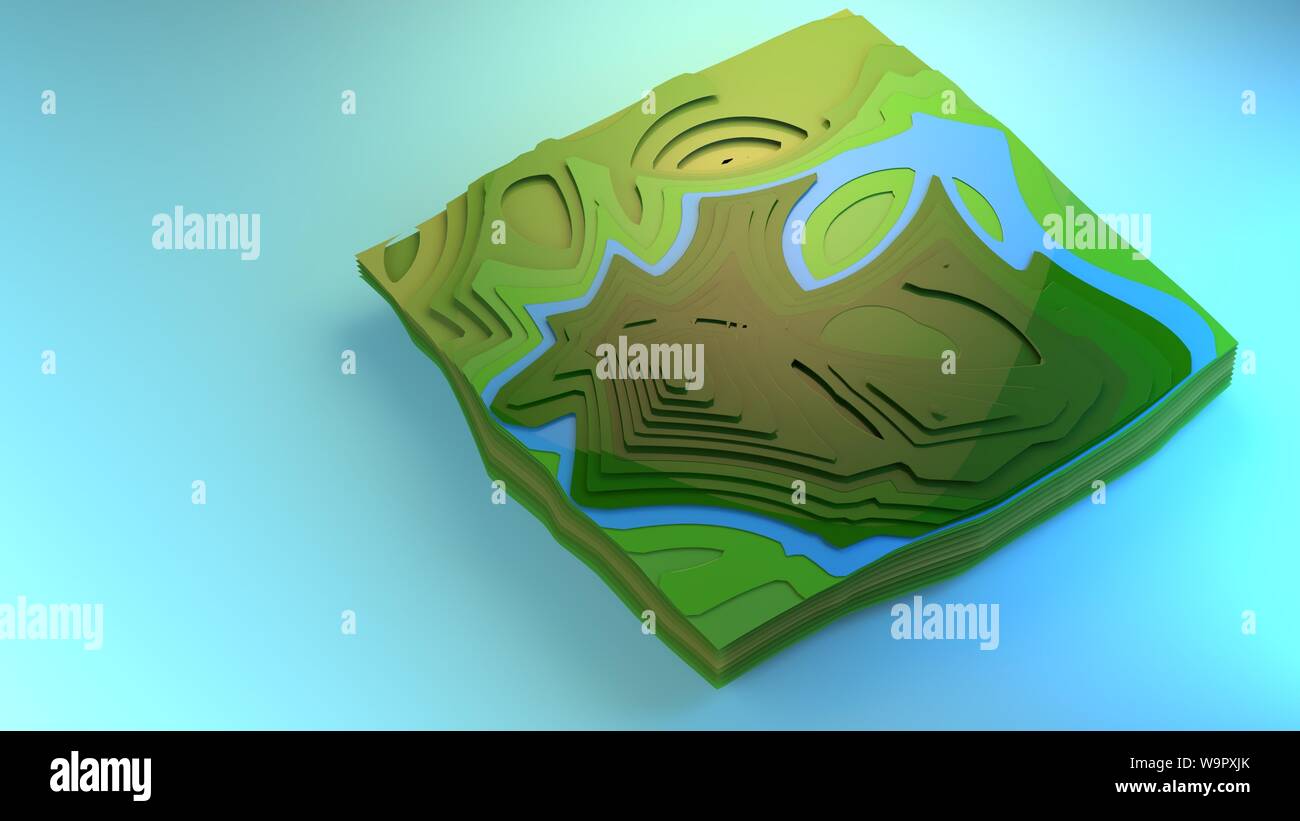 3d rendering fly over diagram view of environment stylised graphic ...