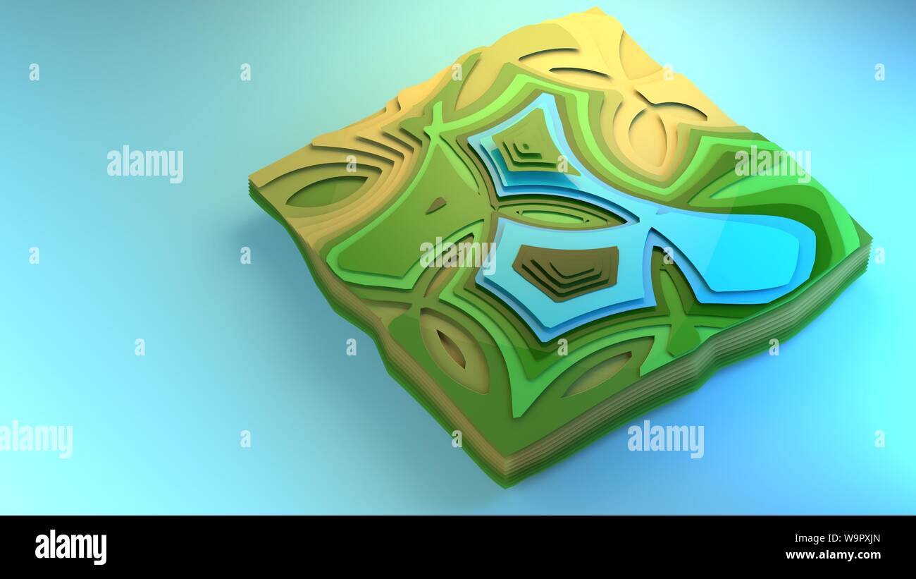 3d rendering fly over diagram view of environment stylised graphic ...